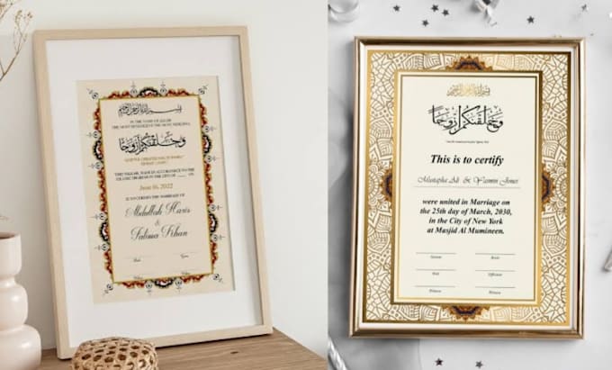 Create nikkah marriage modern certificate by Gamesvilla20 | Fiverr