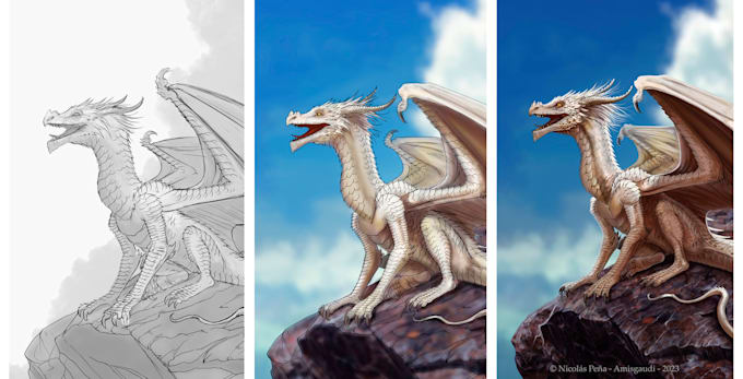 Draw a spectacular dragons by Amisgaudi | Fiverr
