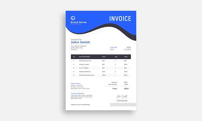 Design professional invoice price list template by Belal1973 | Fiverr