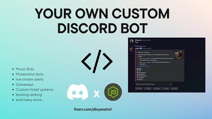 Make quality custom coded discord bot with best features by Divyanshx1 | Fiverr