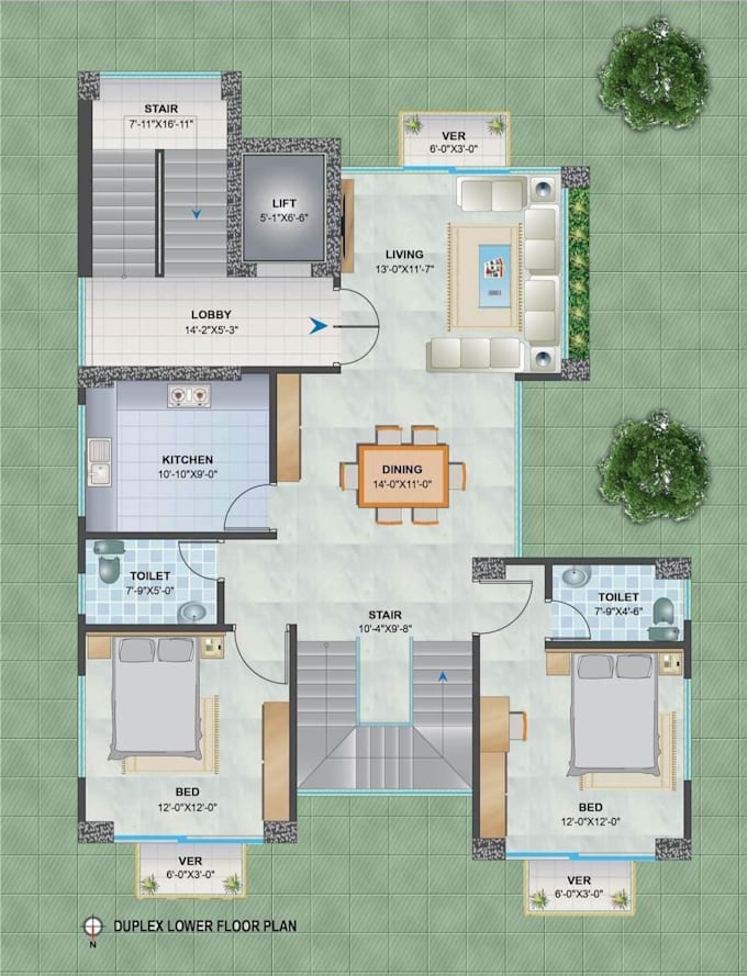 Professionally render 2d floor plan in photoshop by Fazlerabbi355 | Fiverr
