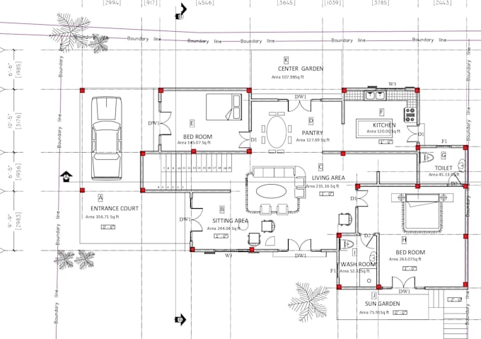 Draw 2d house plan, floor plan, section and elevation
