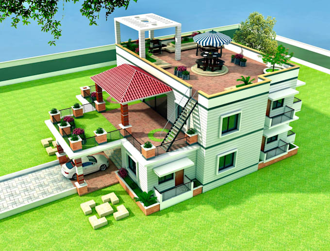 Create modern realistic 3d model in sketchup by Soniakhatun1 | Fiverr