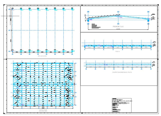 Autocad 2d steel structure drawings by Othmanelmoutcho | Fiverr