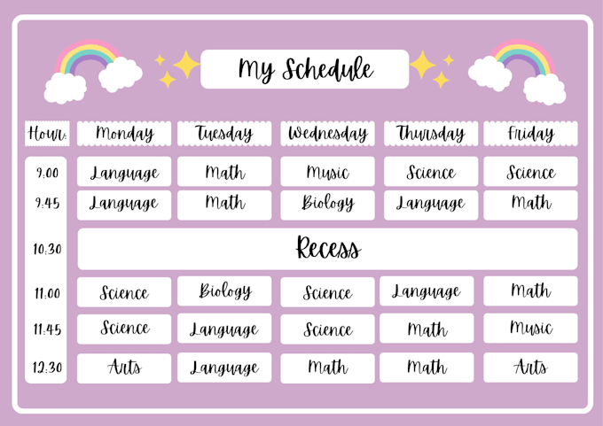 Do timetable design, any type by Elisabeth_mell | Fiverr