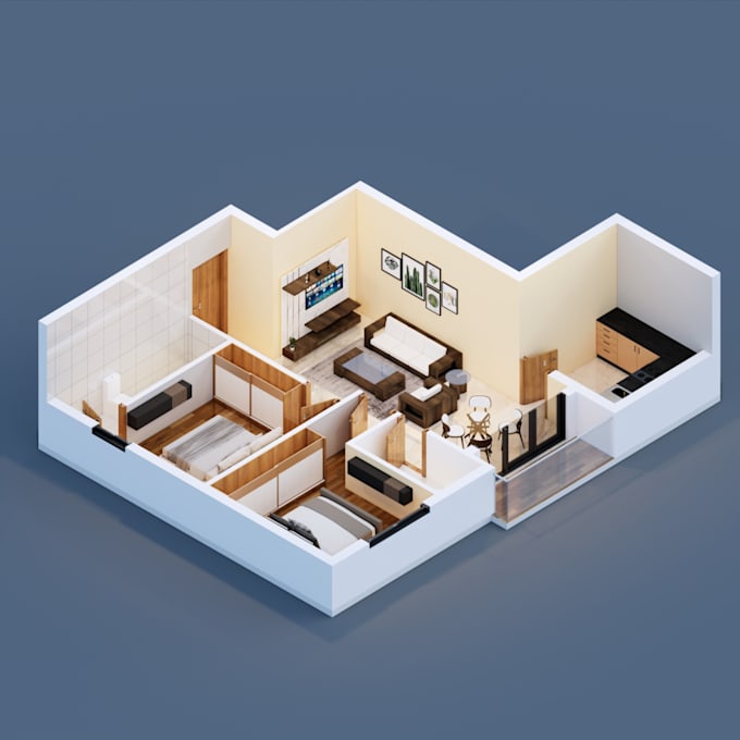 Photorealistic isometric rendering of apartment by Itachi_r | Fiverr