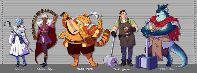 Draw a height line up of your characters, ocs, dnd by Koumaz_art | Fiverr