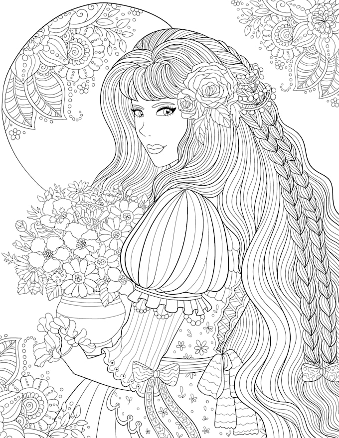 Draw clean neat detail line art illustration coloring book by ...