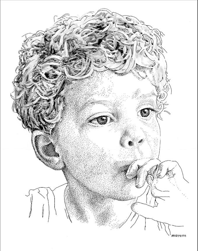 Create an ink drawing of one person by Tongol | Fiverr