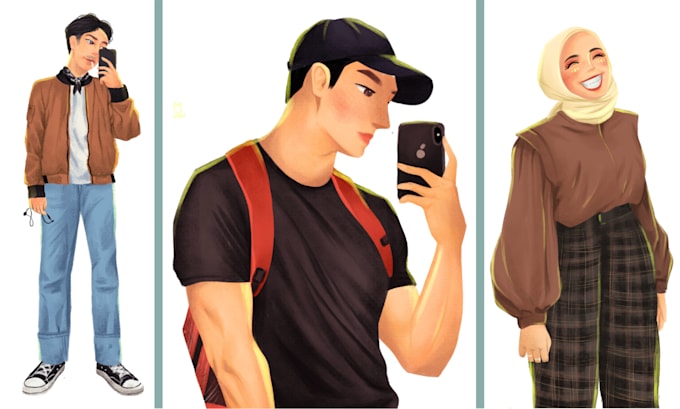 Create cute character illustration potrait from your photo by ...