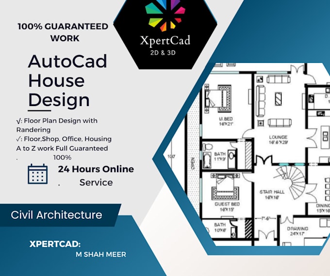 Draw and design your dream house architecture floor plan by Xpertcad | Fiverr