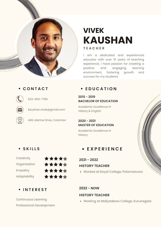 Design your curriculum vitae by Nimeshtd | Fiverr