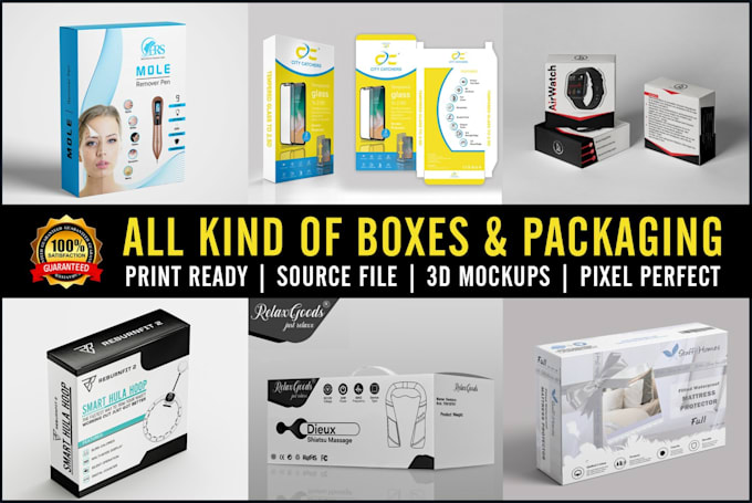 Do pixel perfect packaging box design with die cut by Fa_designer6 | Fiverr