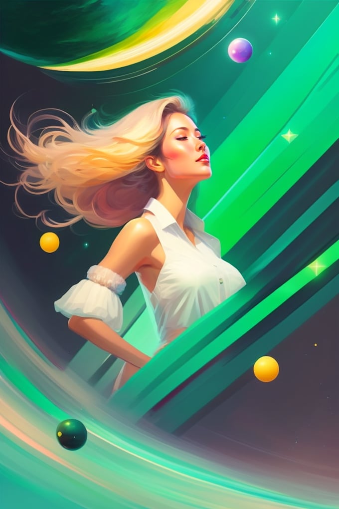 Woman floating with planets around her by Wh418enav6129 | Fiverr