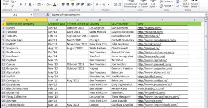 Do Excel Data Entry Contact List Data Collection Copy Paste Web