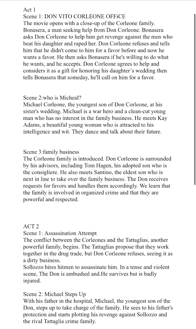 Give you an interesting script, screen play, edit ans proofread within ...