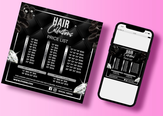 Design a perfect hair extension price list by Dani1160 | Fiverr