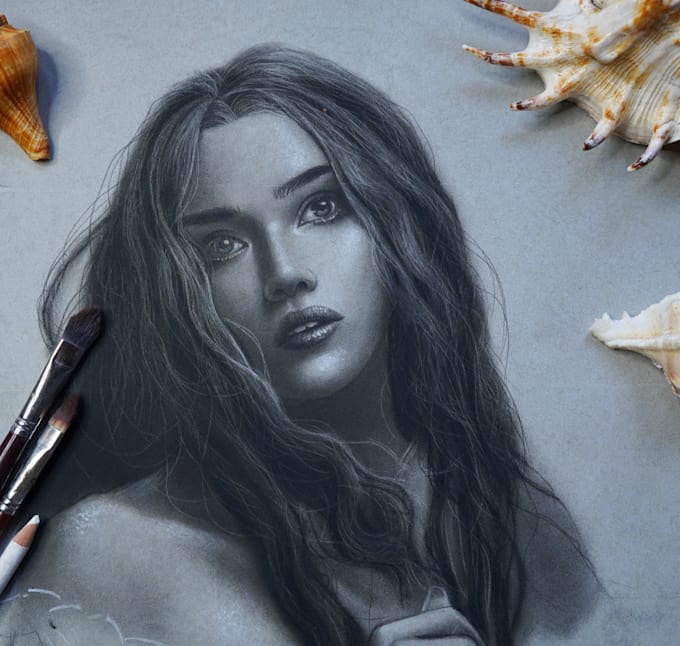 Draw realistic face portrait in 24 hours by Thekalakar | Fiverr