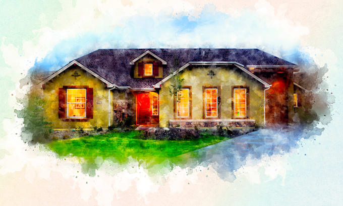 Create a digital watercolor painting of your house photo by Bertodaso ...