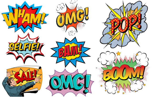 Design pop art slogan logo comic words pop art by Ahsanarain634 | Fiverr