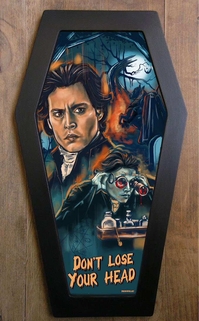 Make a commission art piece in a coffin handmade frame by Bwanadevilart ...