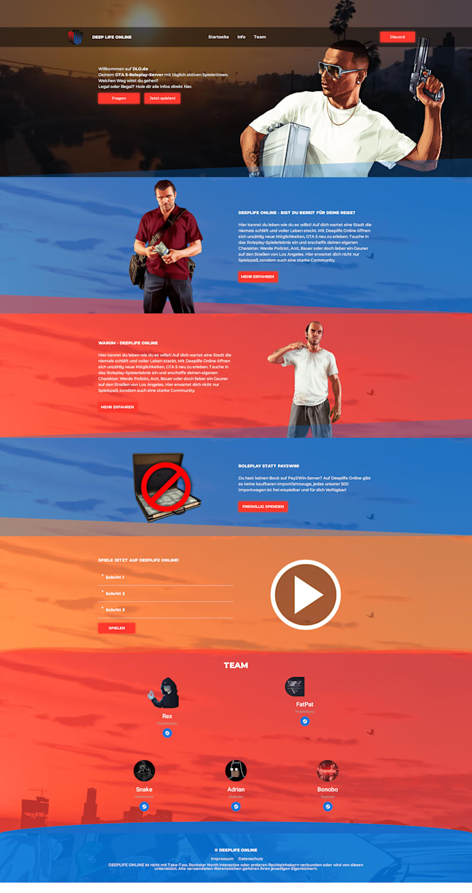 Do gta 5 roleplay website design wordpress elementor fivem ragemp altv ...
