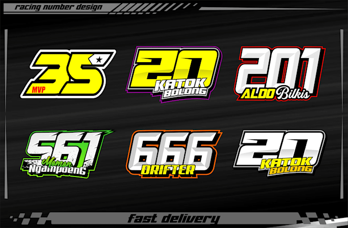 Create racing number, racing team logo, lettering by Dimaseka238 | Fiverr