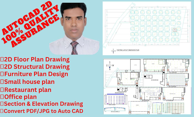 Draw a 2d architectural drawing plan, section, and elevation by Mdsaidurrahm860 | Fiverr