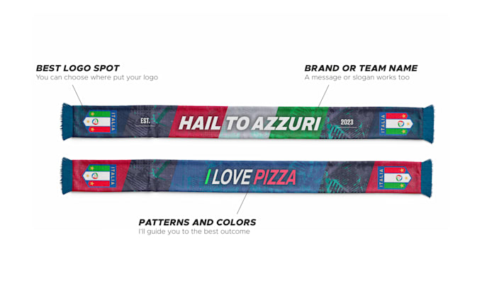 Design a stunning custom football, soccer, sports scarf by Alebattini ...