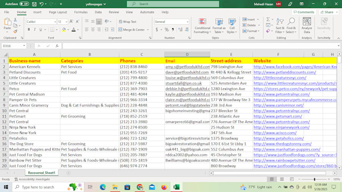 Do your excel data entry, copy paste, web research, lead generation, by ...