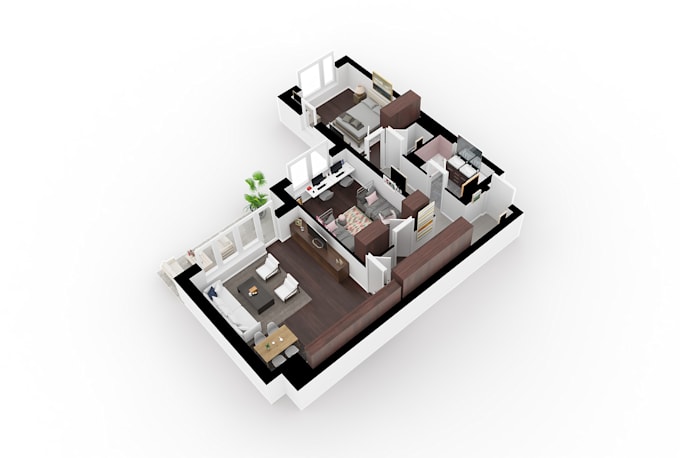 Convert 2d plan to 3d floor plan in 3ds max with vray within 24 hours ...