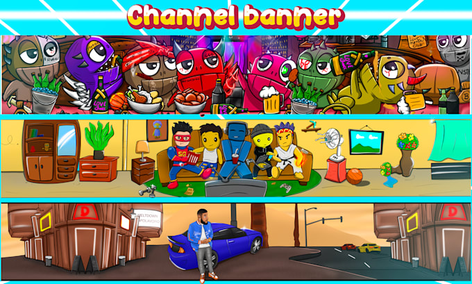 Design a cartoon banner for your youtube or twitch channel by ...
