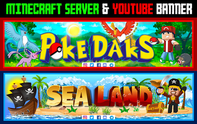 Make minecraft youtube banner for twitch or minecraft server by Aiman ...