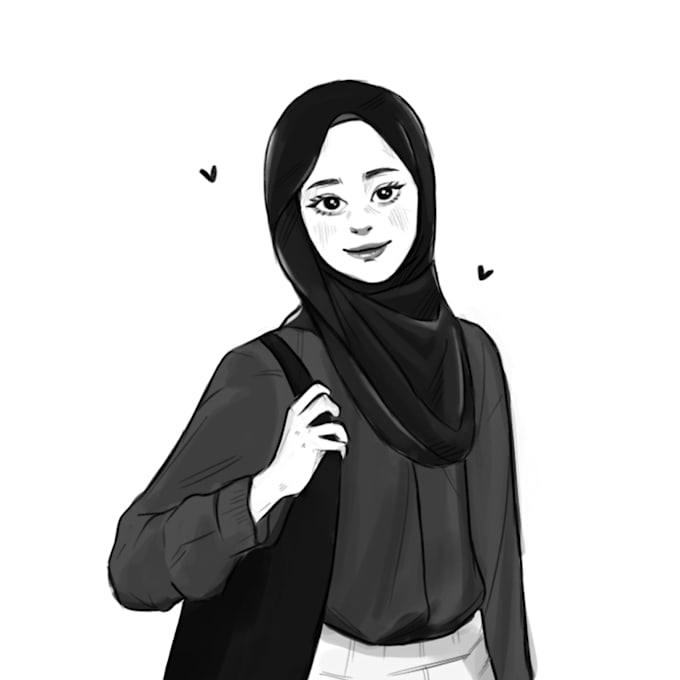 Draw simple black and white portrait illustration of your photo by ...