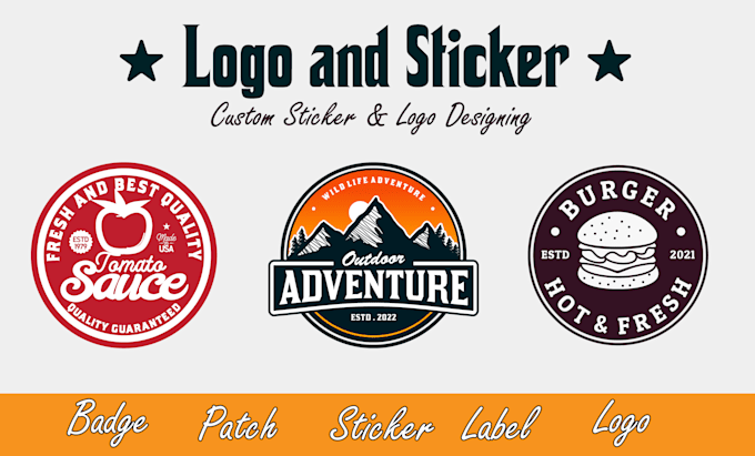 Design custom sticker, lable, patch, sticker, badge design, outdoor ...