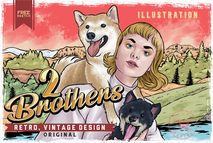 Draw a retro vintage comic illustration in my style by Raptorart | Fiverr