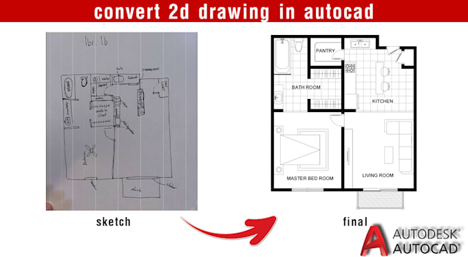 Convert 2d drawing in autocad or create 2d colored plan by Rookip284 ...