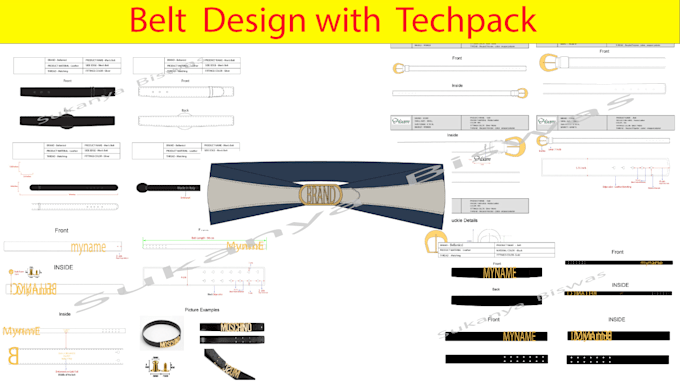 Design belt , leather belt with factory ready techpack by Sukanyabiswas ...