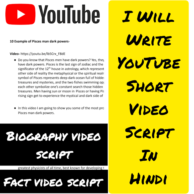 Write fact and biography video scripts in hindi by Tipsrace | Fiverr
