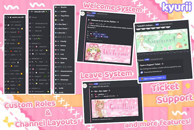 Make an aesthetic and cute discord server by Kiyurii | Fiverr