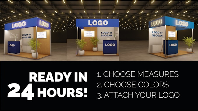 Fast trade show booth design, high quality 3d renders with plans by ...