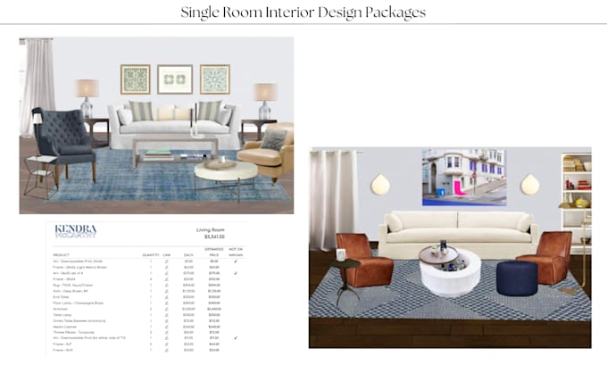 Create an interior design for your space with a furniture shopping list ...