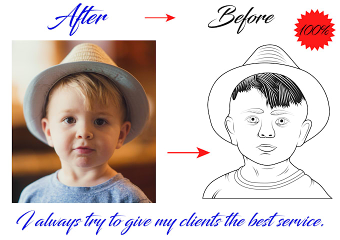 Create line art from your photo illustration beautifully by Design ...