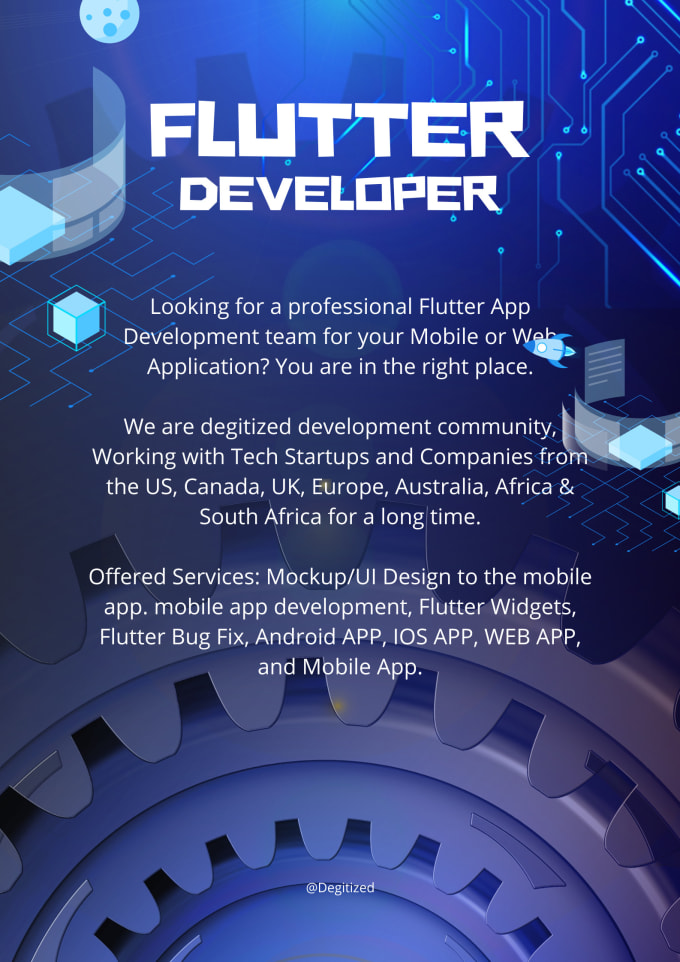 Develop mobile application with flutter by Degitized | Fiverr Develop mobile application with flutter by Degitized | Fiverr