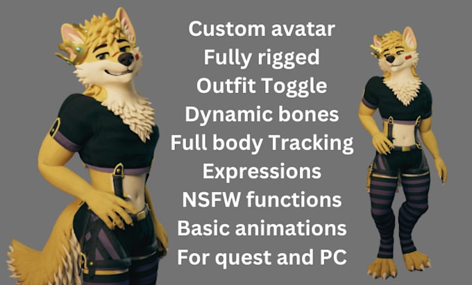 Model High Quality Furry Vrchat Avatar Vrc Avatar Vrm Nsfw Fursona