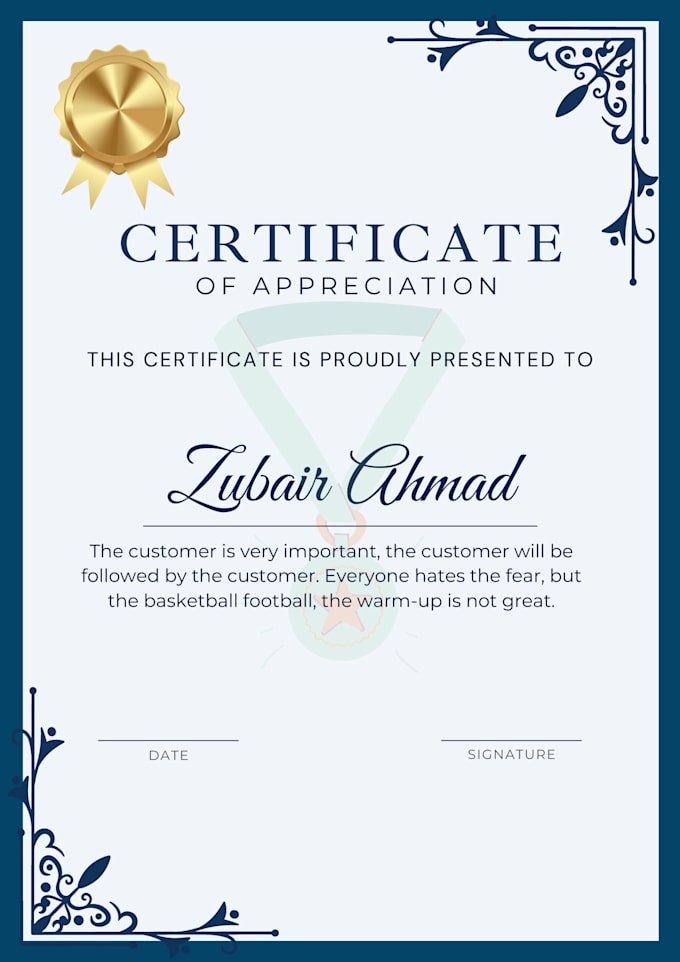 Design an exceptional, great certificate for you by Ahmadzubairfive ...