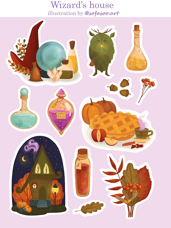 Create a custom sticker design for you by Sofasoo_art | Fiverr