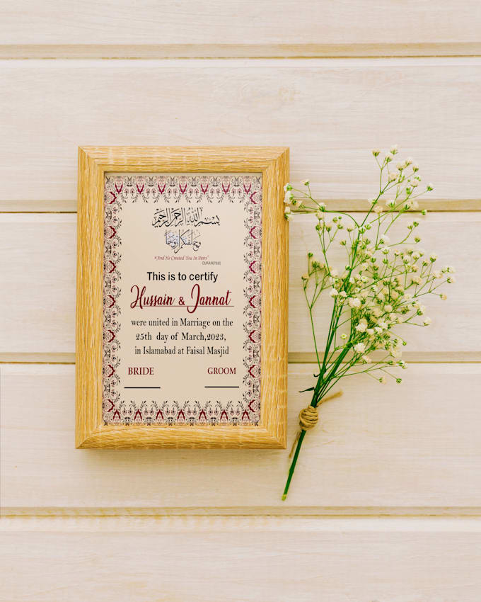 Design wedding invitation card and nikkah certificates by Javeriaejaz52 ...