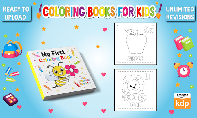 Create kids coloring book cover kids activity book interior cover for ...