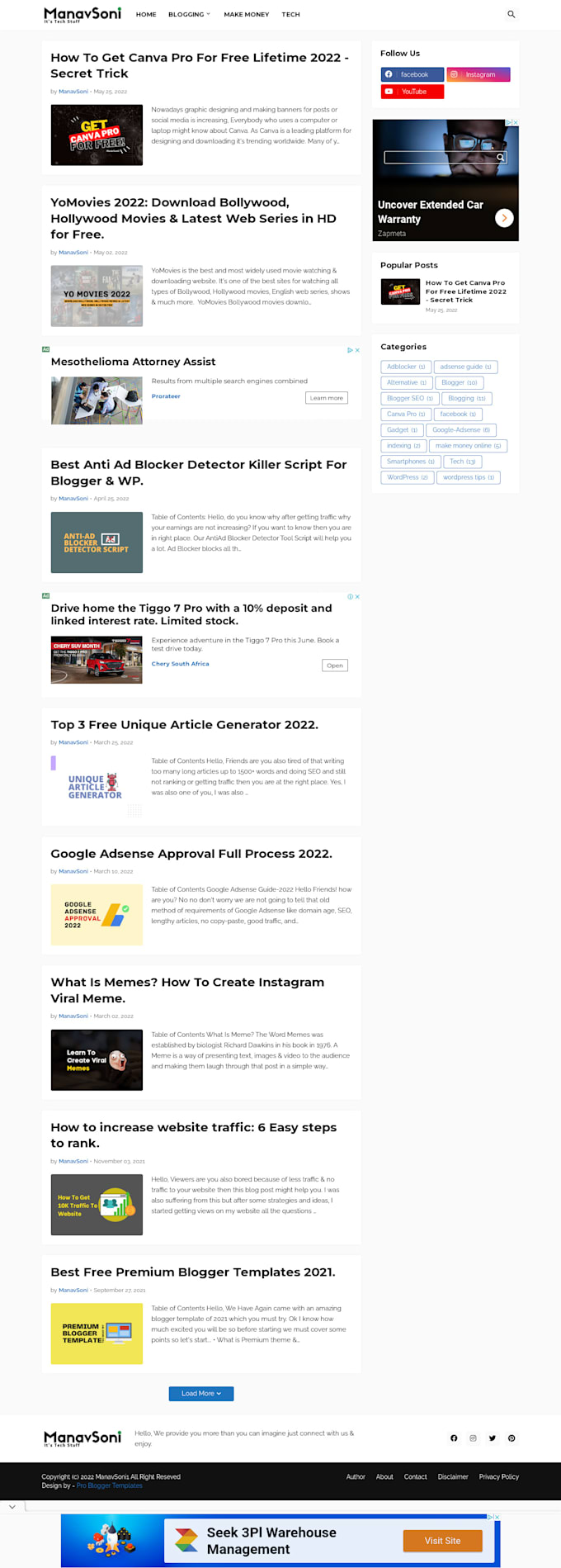Create fully adsense approved blogger blogspot website by Manavsoni007 | Fiverr